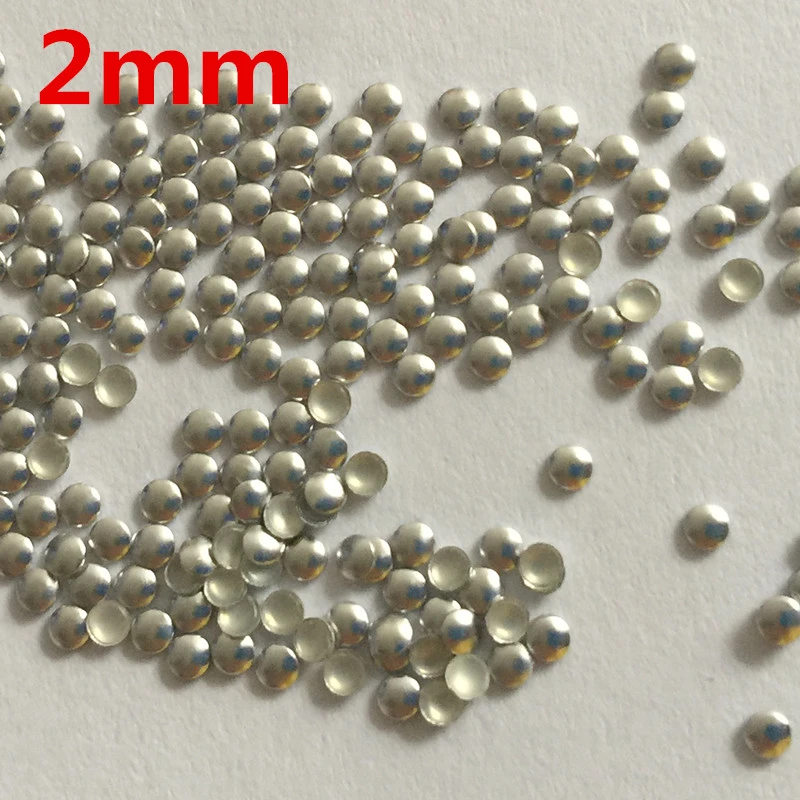 50PCS 2mm Hotfix Studs Round Silver Flat Back Iron On Nailheads Glue ...