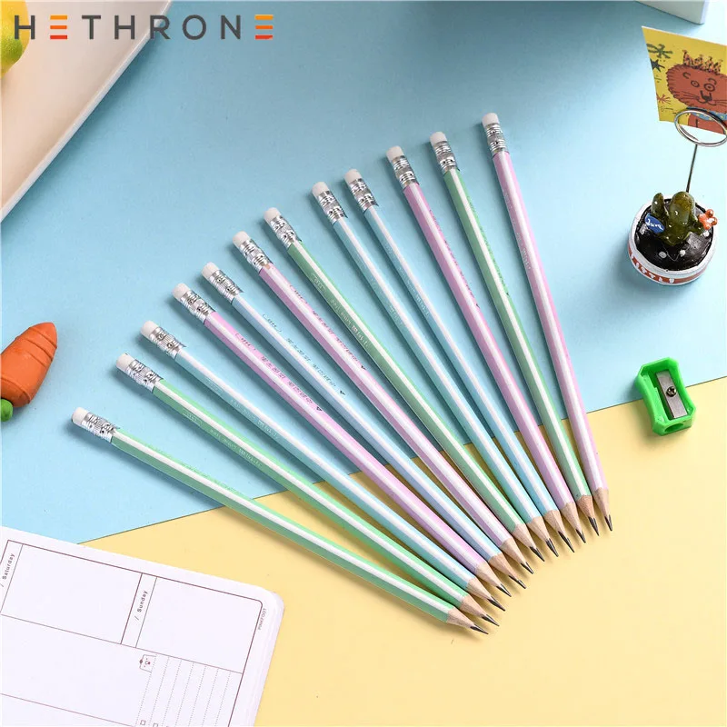 Hethrone 12pcs simple wooden pencils for school Student writing drawing ...