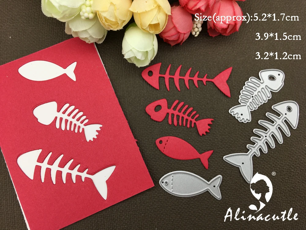 AlinaCraft METAL CUTTING DIES cut 3pc fishbone halloween Scrapbooking ...