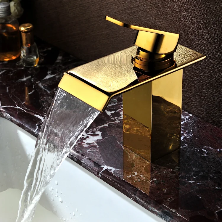 Free Shipping Polished Gold Solid Brass Material Bathroom Sink