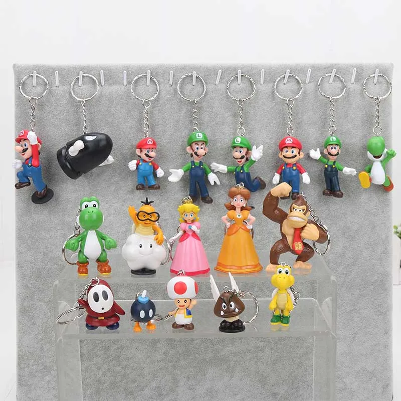 20set/lot DHL PVC Super Mario keychain Bros Luigi Action Figures 18pcs ...