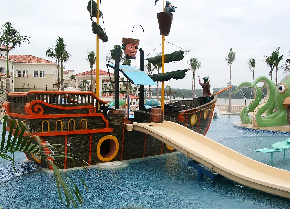 Caribbean Pirate ship boat park pool equipment kids world spiral water ...