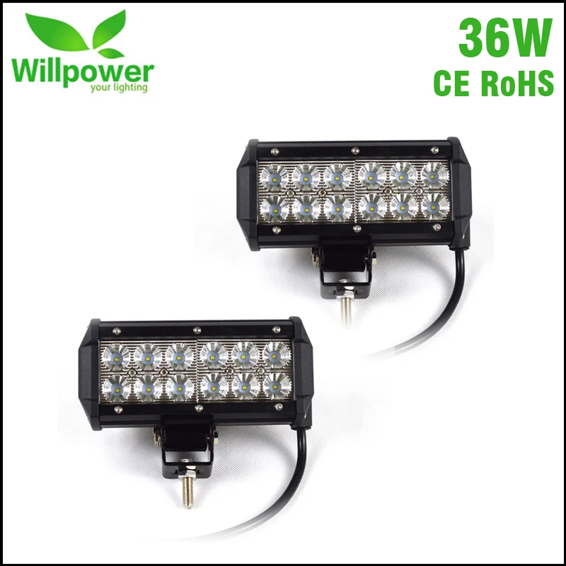 2x 36W FREE Shipping Double rows Flood beam 12v waterproof truck auto ...