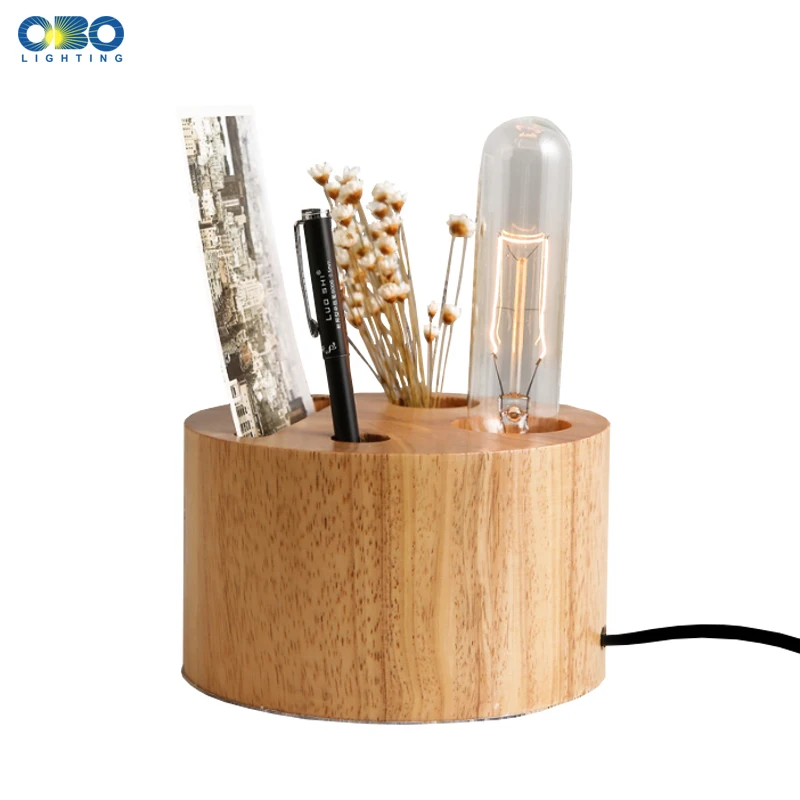 Modern Wood Pen Holder Table Lamp Study Desk Light Living Room/Bedroom ...