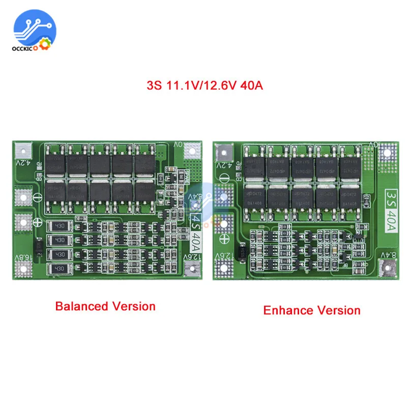 3S 40A BMS Lithium Battery Protection Board Enhanced Balance version ...