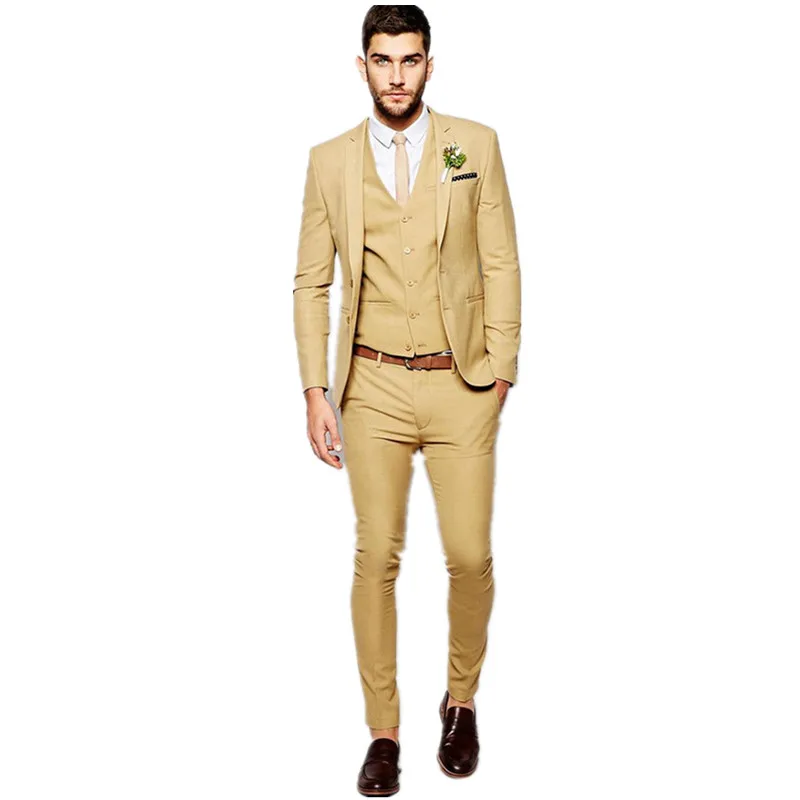 Fashionable men's suits Golden Men Suit Slim Fit Tuxedos Custom Made ...