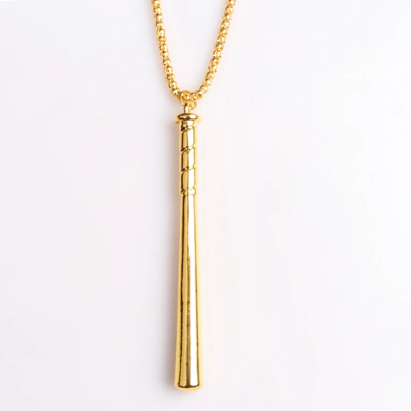 Fashion Trendy jewelry Gold Long Chains Necklace Hiphop Baseball Bat ...