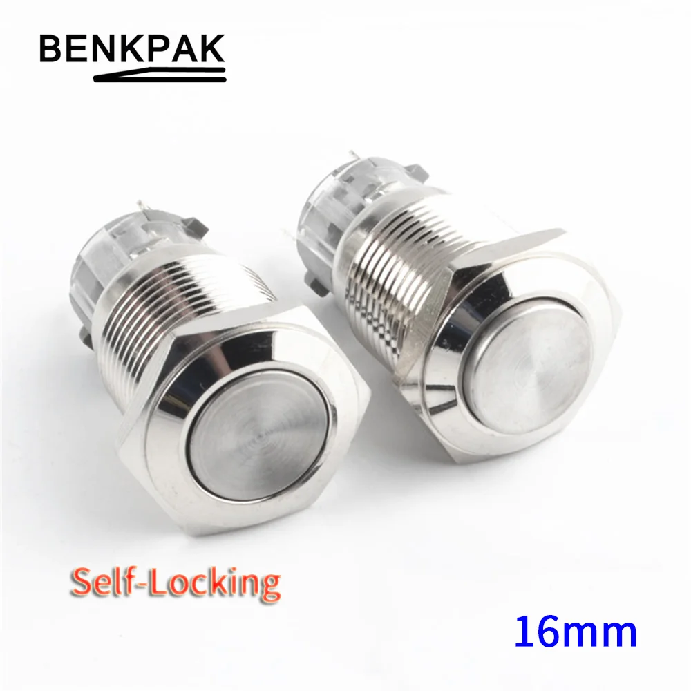 1pc 16mm Self-locking Metal Button Switch 3pin Fixed Latching ...