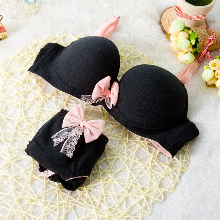 Pink Bow Lace Womens Bras And Underwear Sets Lace Bra Set Seamless ...