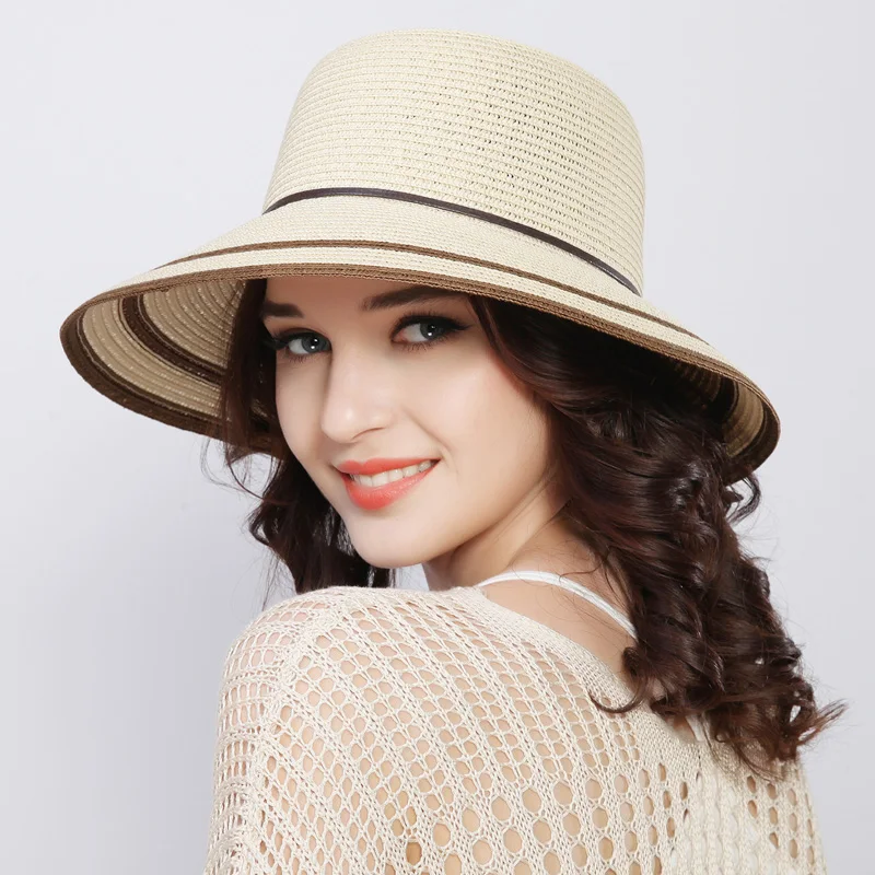 Lady New Arrival Sun Cap Adult Woven Straw Sun Cap Female Bow Beach