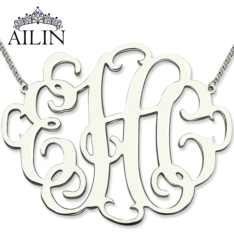 Large Monogram Necklace Sterling Silver | semashow.com
