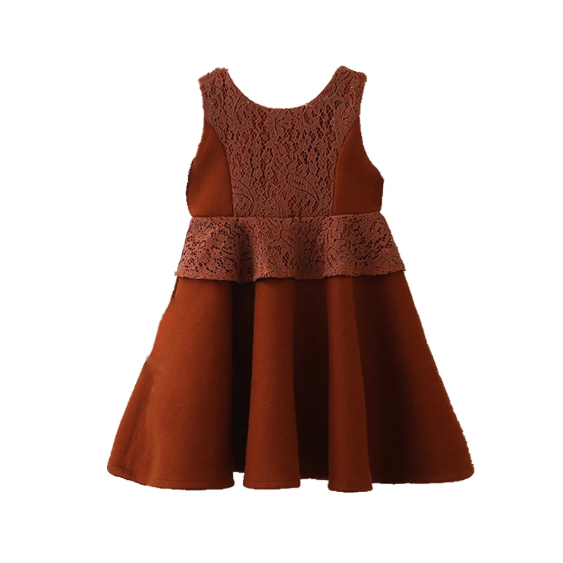 Toddler Girls A Line Wool Dress Winter Little Girl Ruffle Lace Party ...