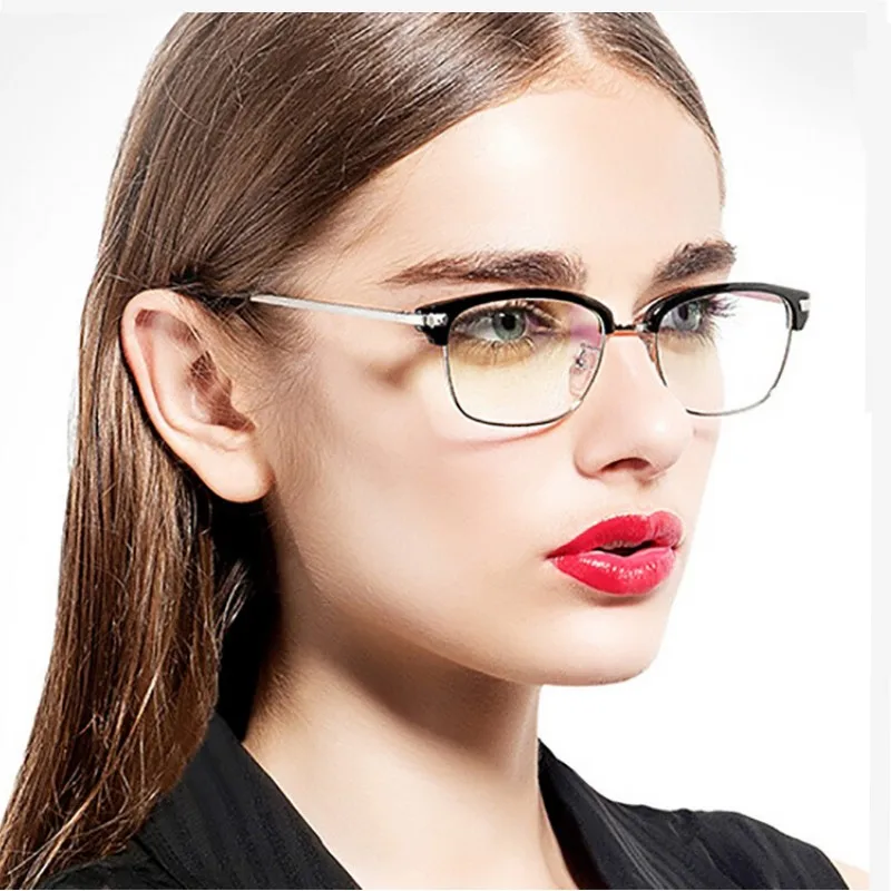 New Coming Fashion Myopia Optical Men Big Frame Glasses Gold Metal Legs 