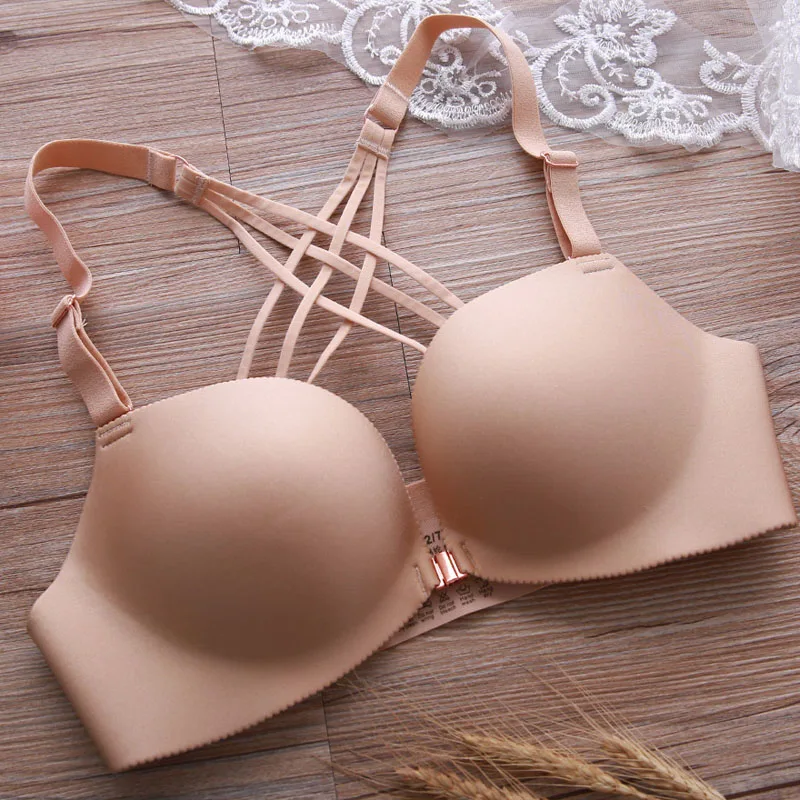 Ladies Daily Bra Sexy 2 Colors Push Up Bra Seamless Solid Deep V Adjusted Straps Bralette Wom