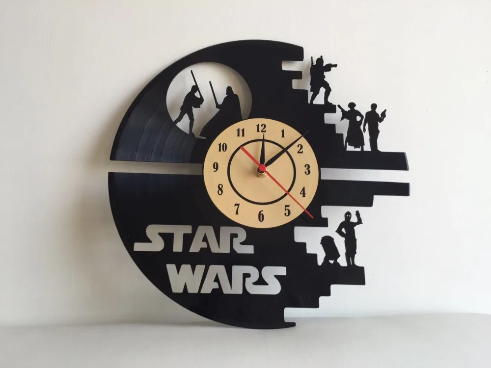 free gift Clock CD Vinyl Disc Wall Clock Movie STAR WARS Theme ...
