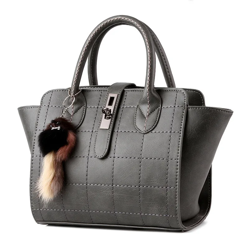 Fashion Dark Grey PU Women Handbag Toggle Zipper Cusual Office Lady ...