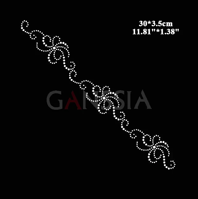 6pcs/lot (30x3.50cm)Fancy Hotfix Rhinestone for Edge Embellishment Heat ...