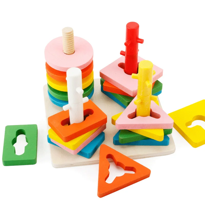 NEW Block toy four column shape matching string building blocks ...