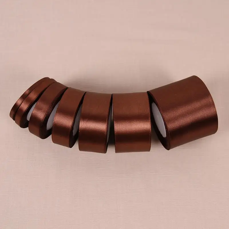 25 Yards Brown Silk Satin Ribbon Wedding Party Decor Gift Wrapping ...
