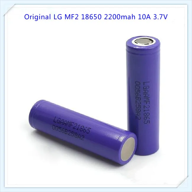 100% 원래 LG MF2 18650 2200 미리암페르하우어 10A 3.7 볼트 리튬 이온 충전식 ECIG/전원 도구 (1 개 ...