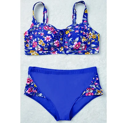 Большой размер купальник с Бикини Высокая талия стальной полюс собирает ...