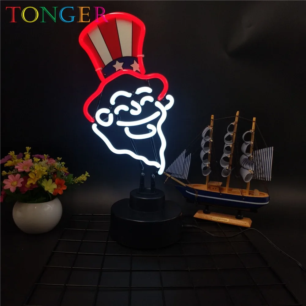 TONGER Fighting Uncle Sam Neon Light Sculpture Indoor Decor Glass Neon ...