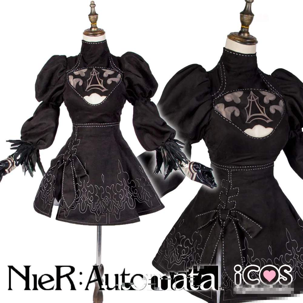 NieR: Automata 2B Cosplay Costume Black Dress Halloween Uniform Outfit ...