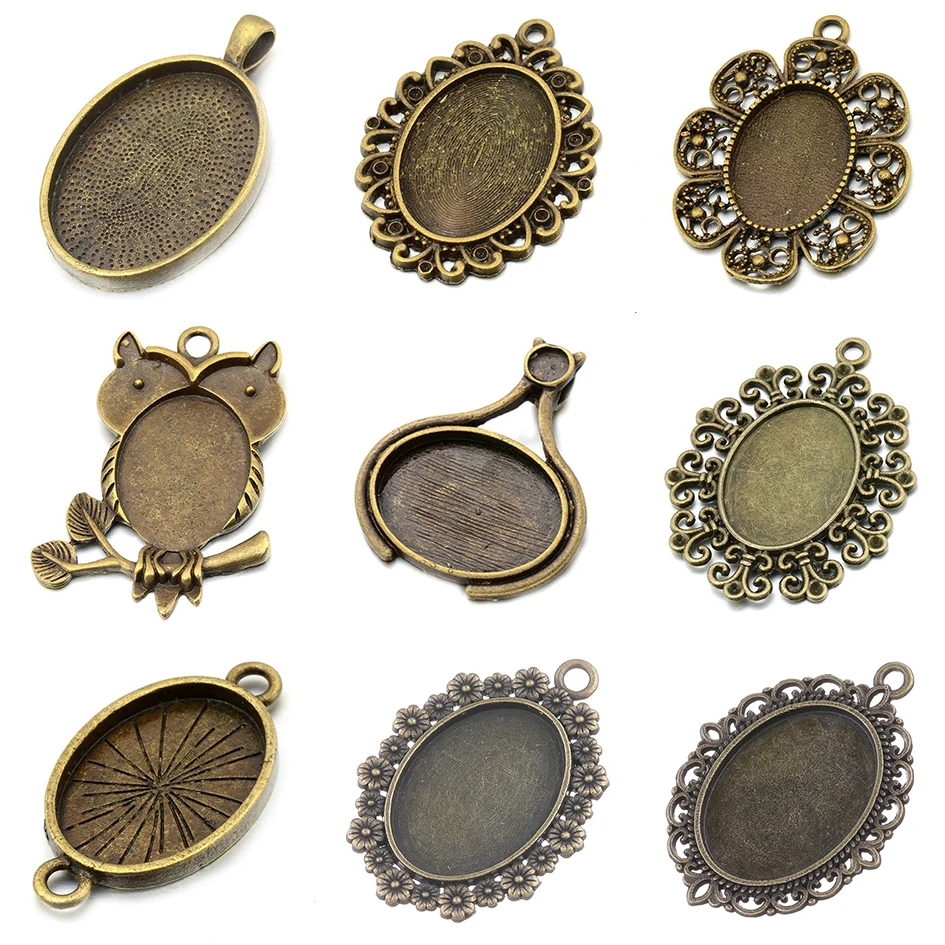10pcs-lot-Pendant-Blank-Settings-Cabochons-Bases-Bezel-Tray-DIY-Jewelry ...