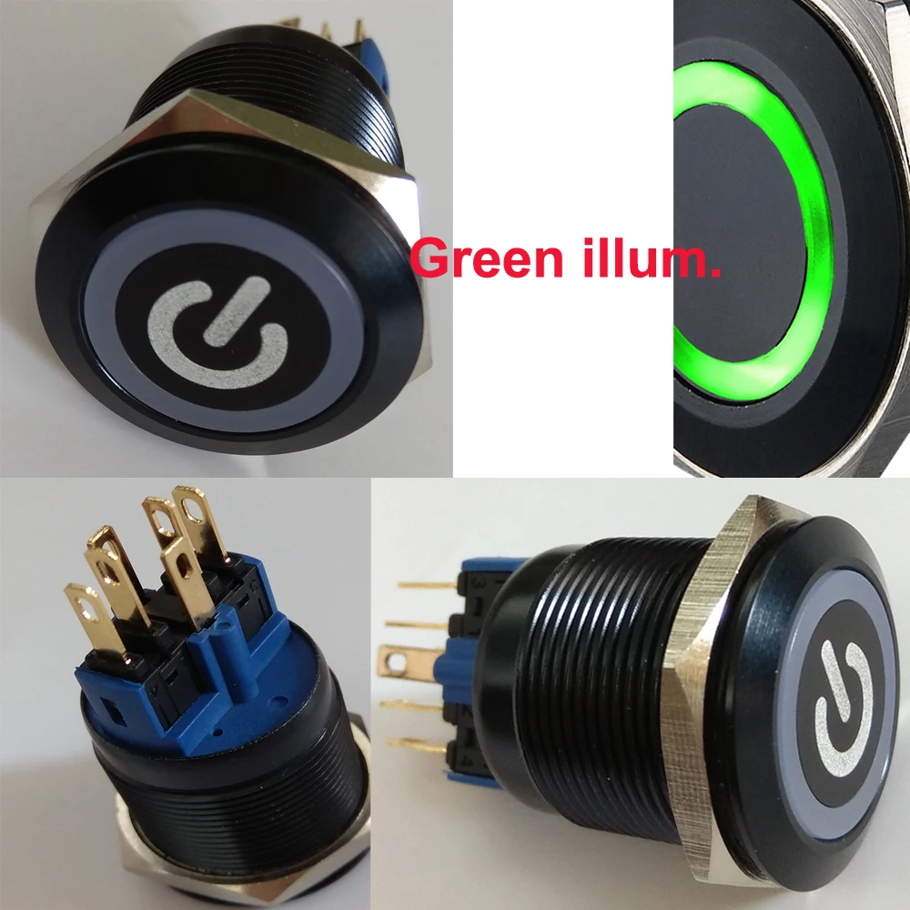 19mm 22mm 6V/ 12V/ 24V/ 36V/ 110V/ 230V Ring Led Light Momentary Push ...