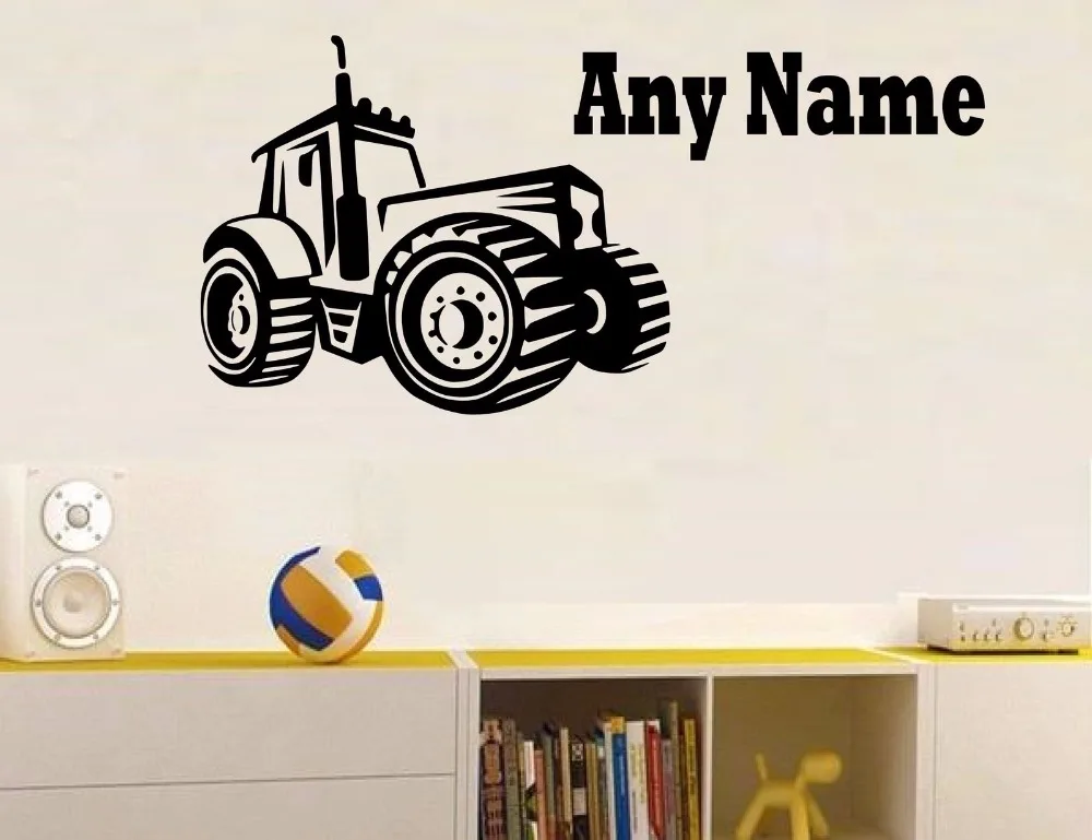 Personalised Farm Tractor Vinyl Wall Sticker Any Name Bedroom Kids Art ...