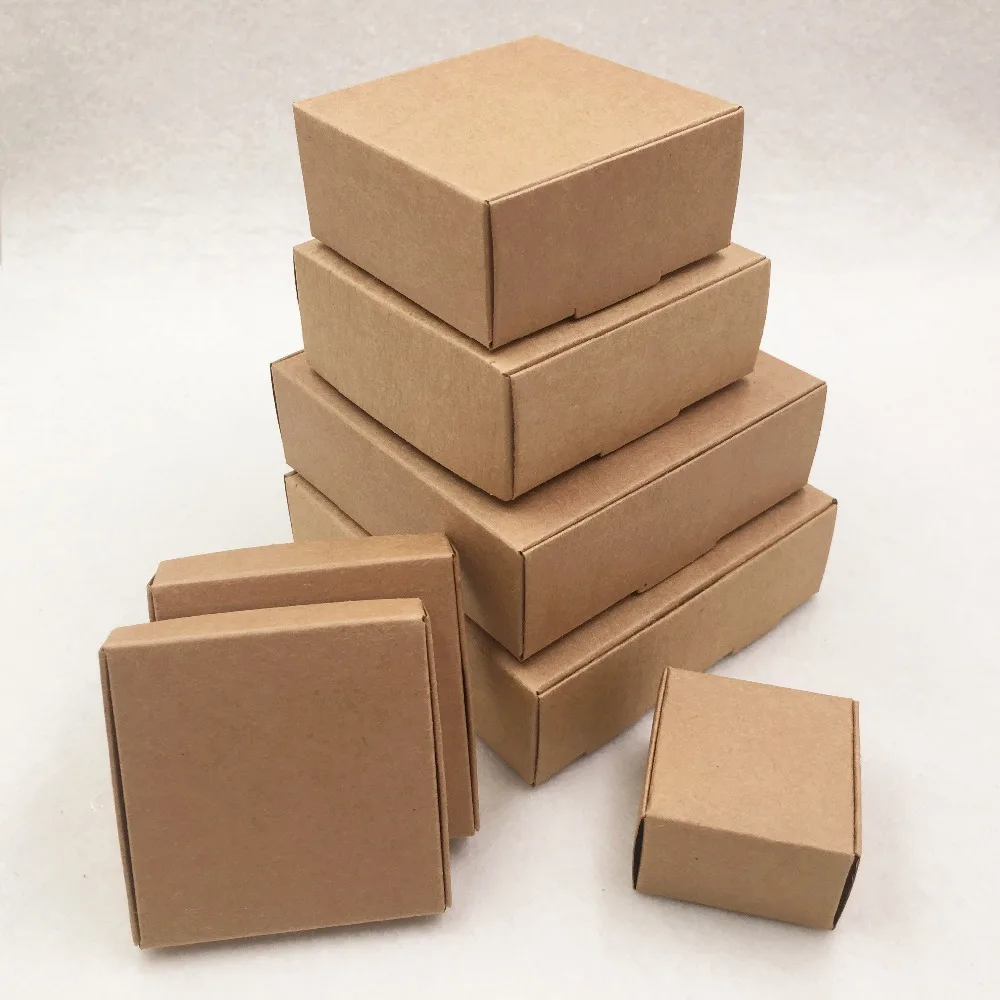 24pcs/lot 7 Sizes Small Kraft Cardboard Packing Gift Box Handmade Soap ...