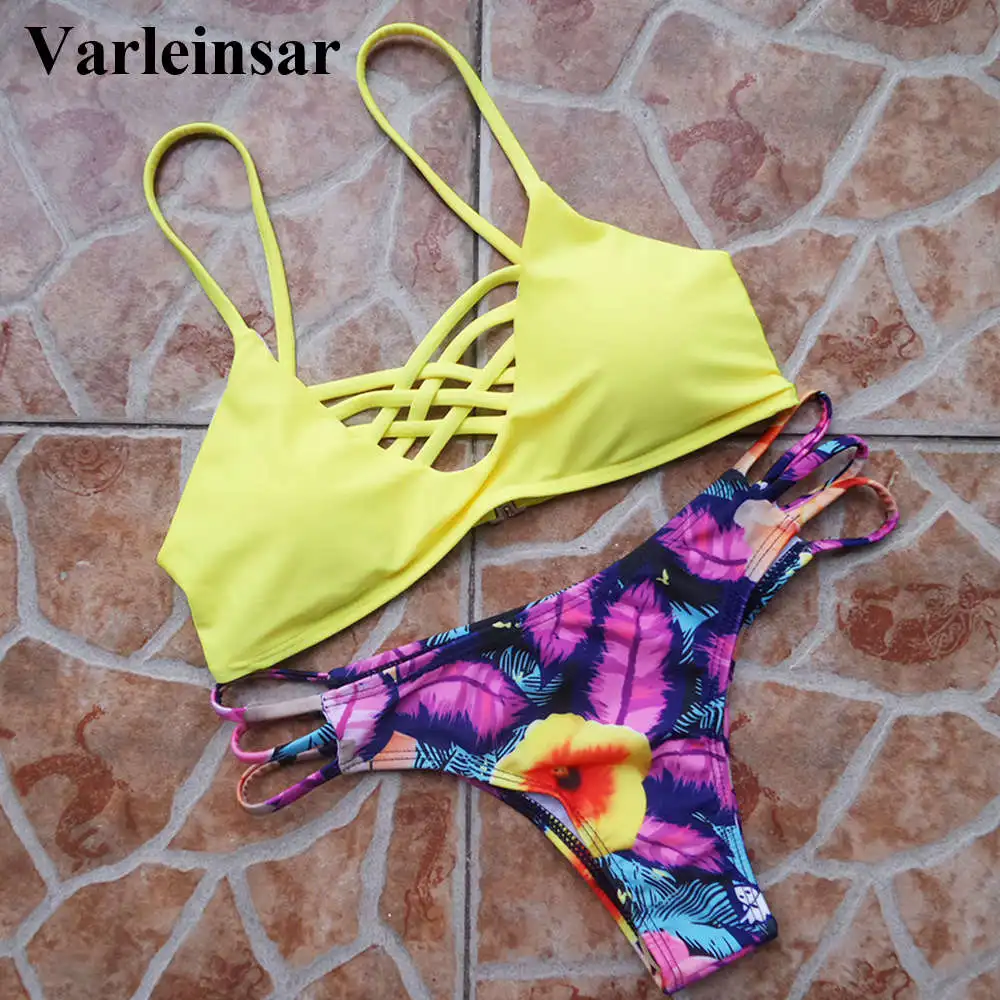 Bather 2019 Female Swimwear Women Sweet Pink Bikini Set Brazilian Two