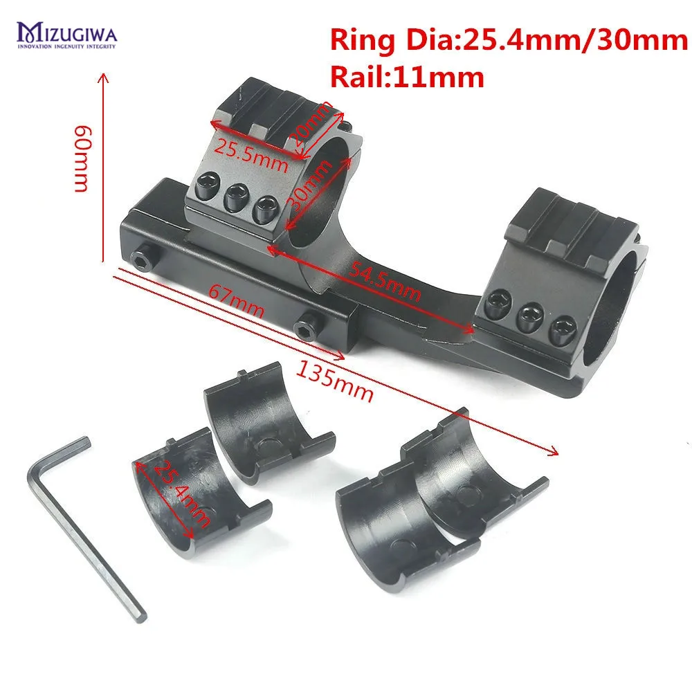MIZUGIWA Tactical Heavy Duty Cantilever Rifle Scope Mount Dual Ring 25 ...