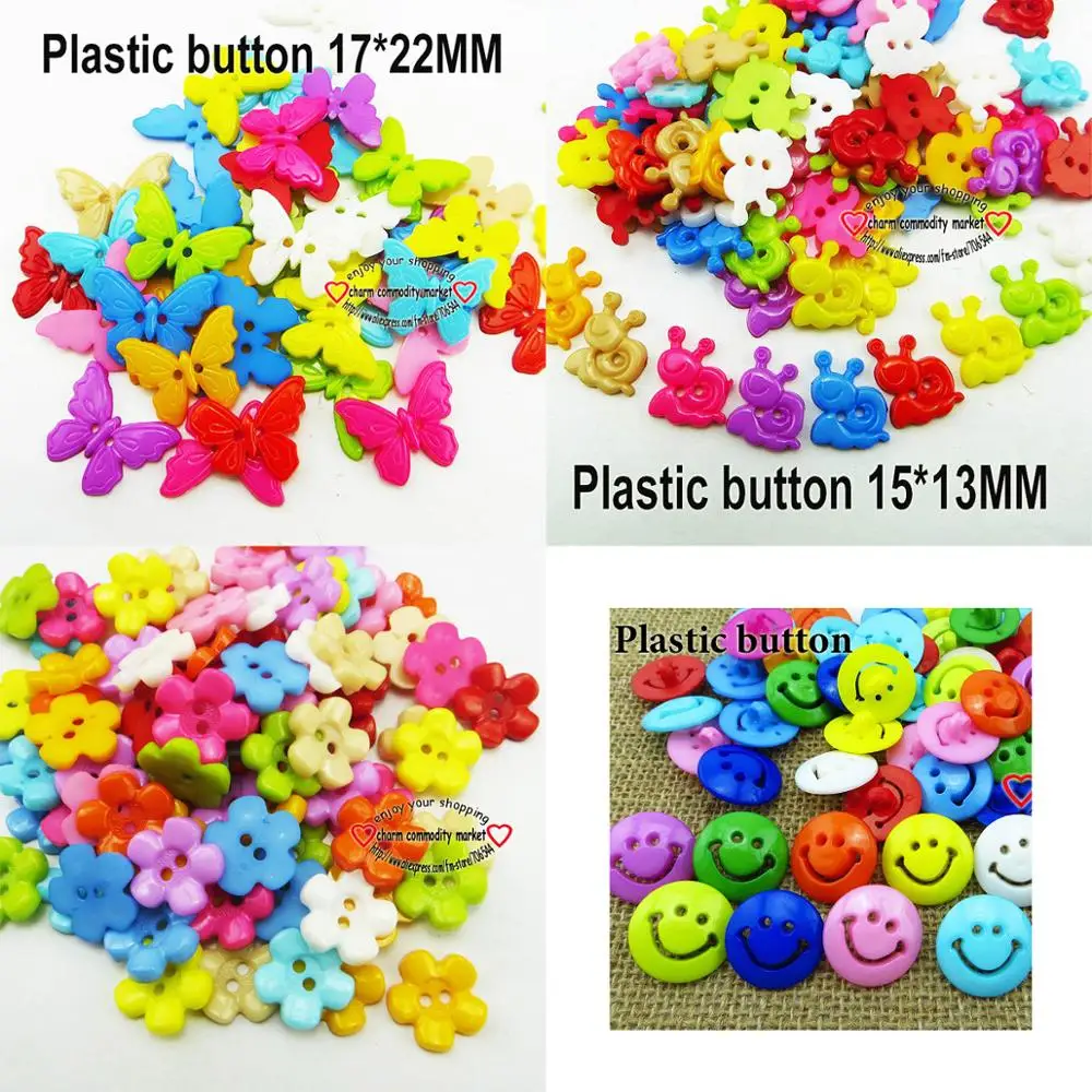 50pcs Butterfly Dyed Plastic Buttons Decoration Coat Boots Sewing ...