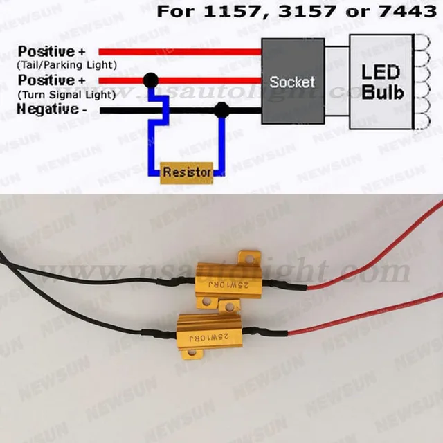 2pcs Error Free 1156 Car LED Light Bypass Wiring Decoders Load ...