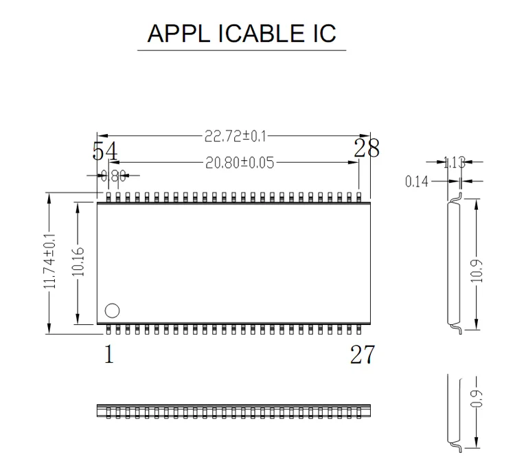 ANDK TSOP54 open top burn in scoket IC test adapter pin pitch 0.8mm IC ...