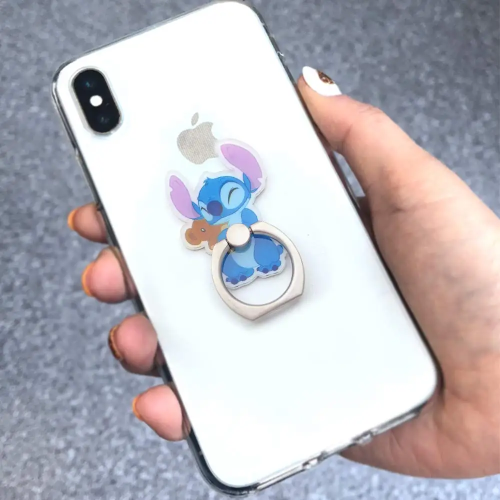 Lilo & Stitch Anime Finger Ring Holder Mobile 360 Degree Metal Mobile ...