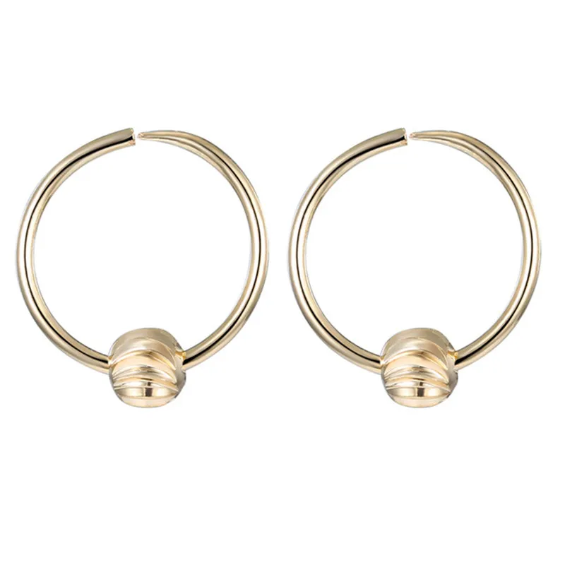 1pair Minimalism Bead Small Hoop Earring For Women Gold Color 13mm
