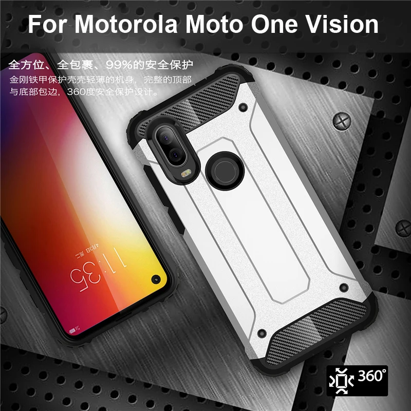 For Motorola Moto One Vision Case Fashion Full Protective Hybrid ...