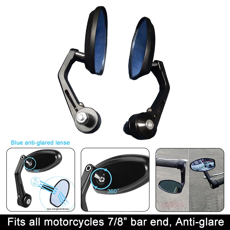 7 8 Inches Handle Bar End Round Mirror Motorcycle Mirror Rear View Side