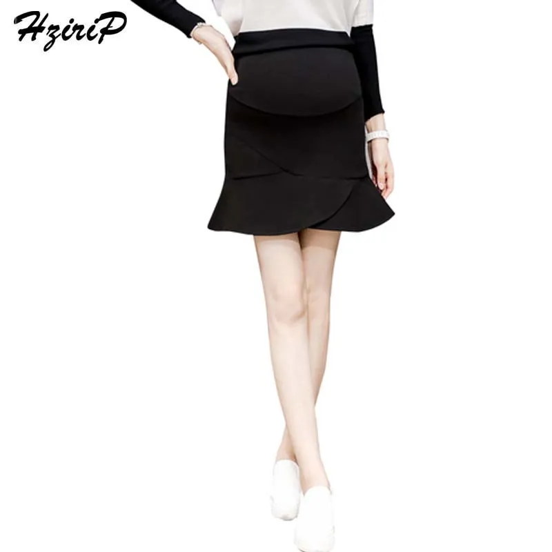 Hzirip New 2017 Autumn Winter Black Mini Skirts Fashion Pregnant Women High Waist Mermaid Skirt