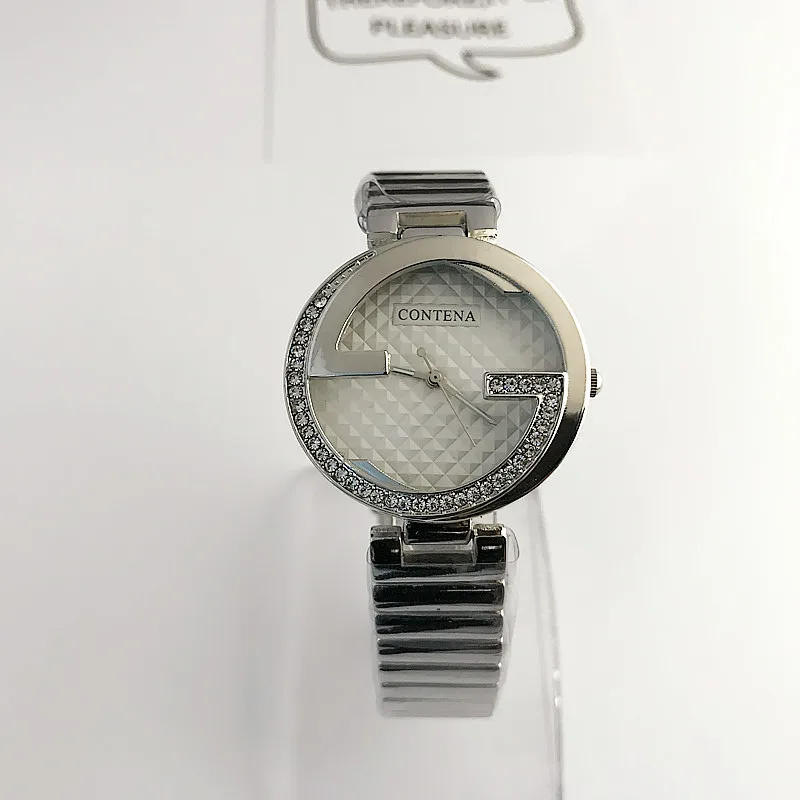 Women Watch CONTENA New Fashion rose gold silver Stainless Steel Clock ...