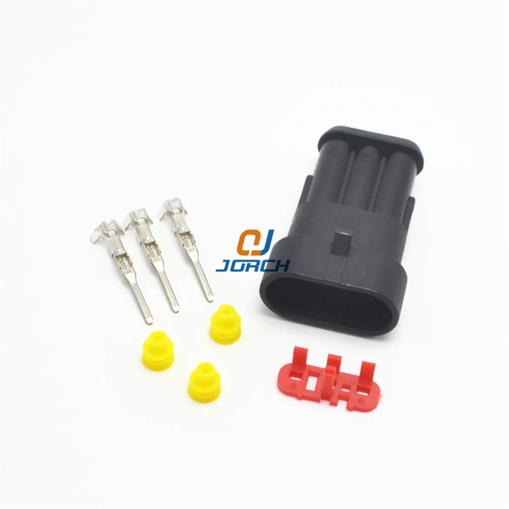 10 sets 3 pin tyco Amp electrical auto cable plug waterproof wire ...