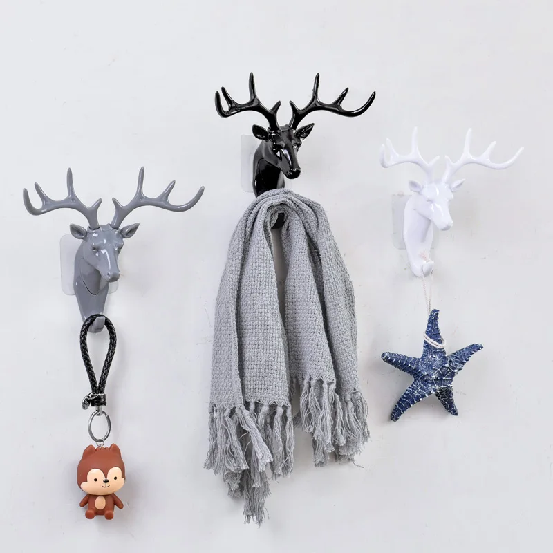 Strongwell Wall Hook Keys Rack Deer Animal Head Antlers Home Hanging ...
