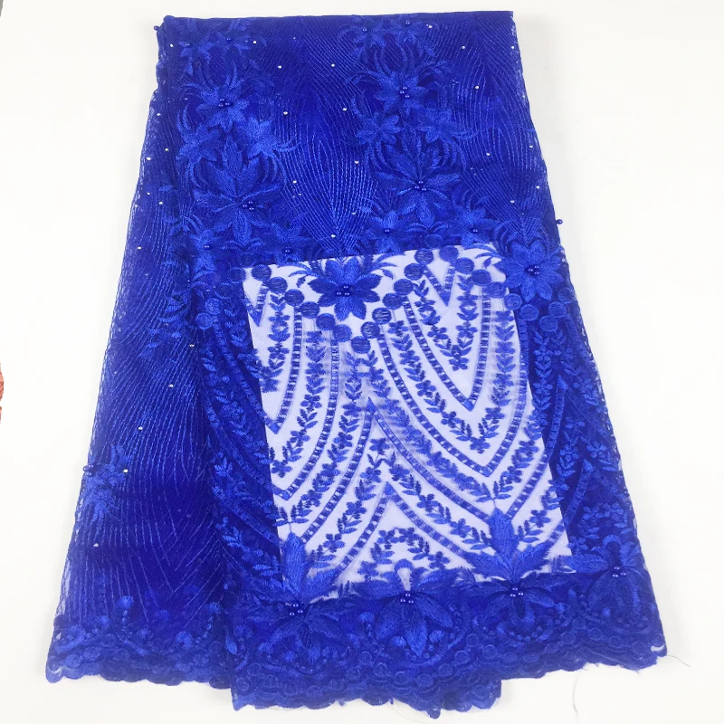 Africana Azul Real Africana francés tela de encaje para boda de la alta ...
