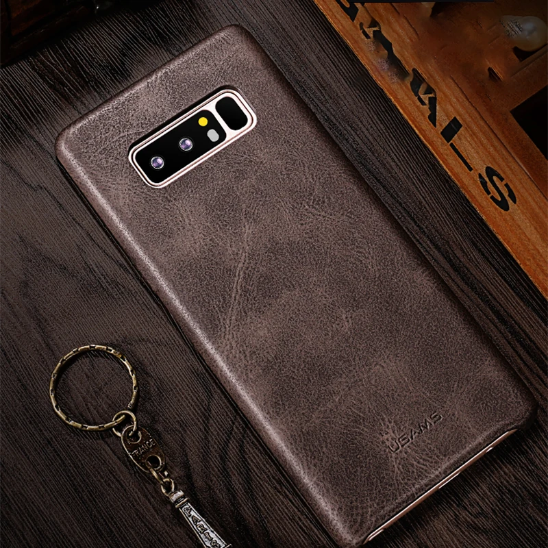 USAMS Case For Samsung Galaxy Note 8 Case Back Cover PU Leather Vintage ...