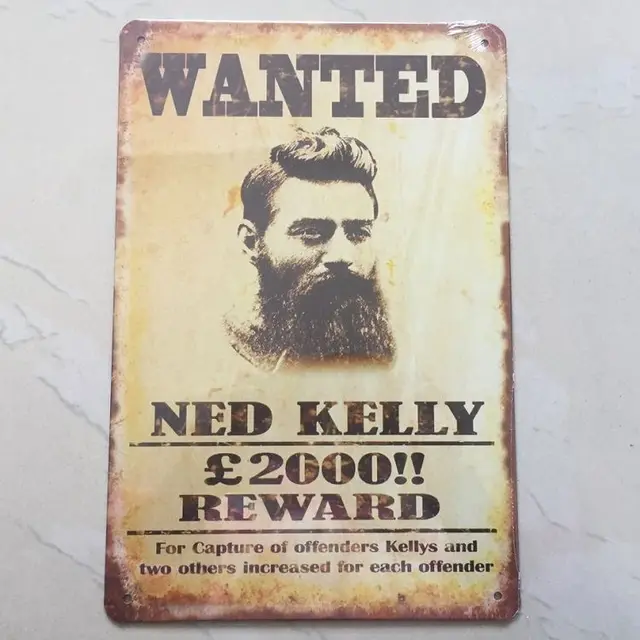 30X20CM WANTED NED KELLY Retro Vintage Home Decor Tin Sign for Wall ...