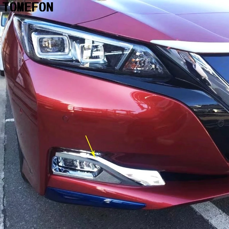 TOMEFON For Nissan Leaf 2017 2018 2019 ABS Chrome Front Bumper Fog ...