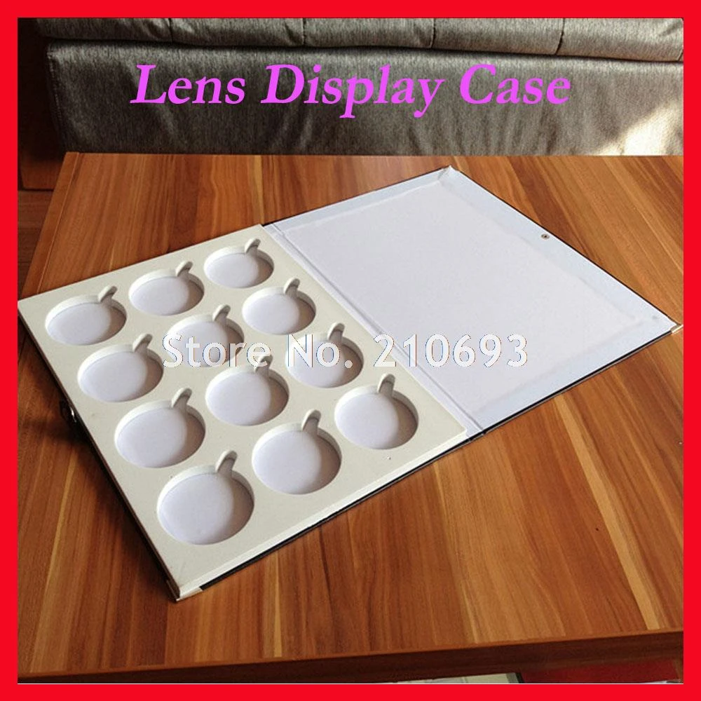 Free shipping 12L Leather holding 12pcs of lenses sample box tray lens ...
