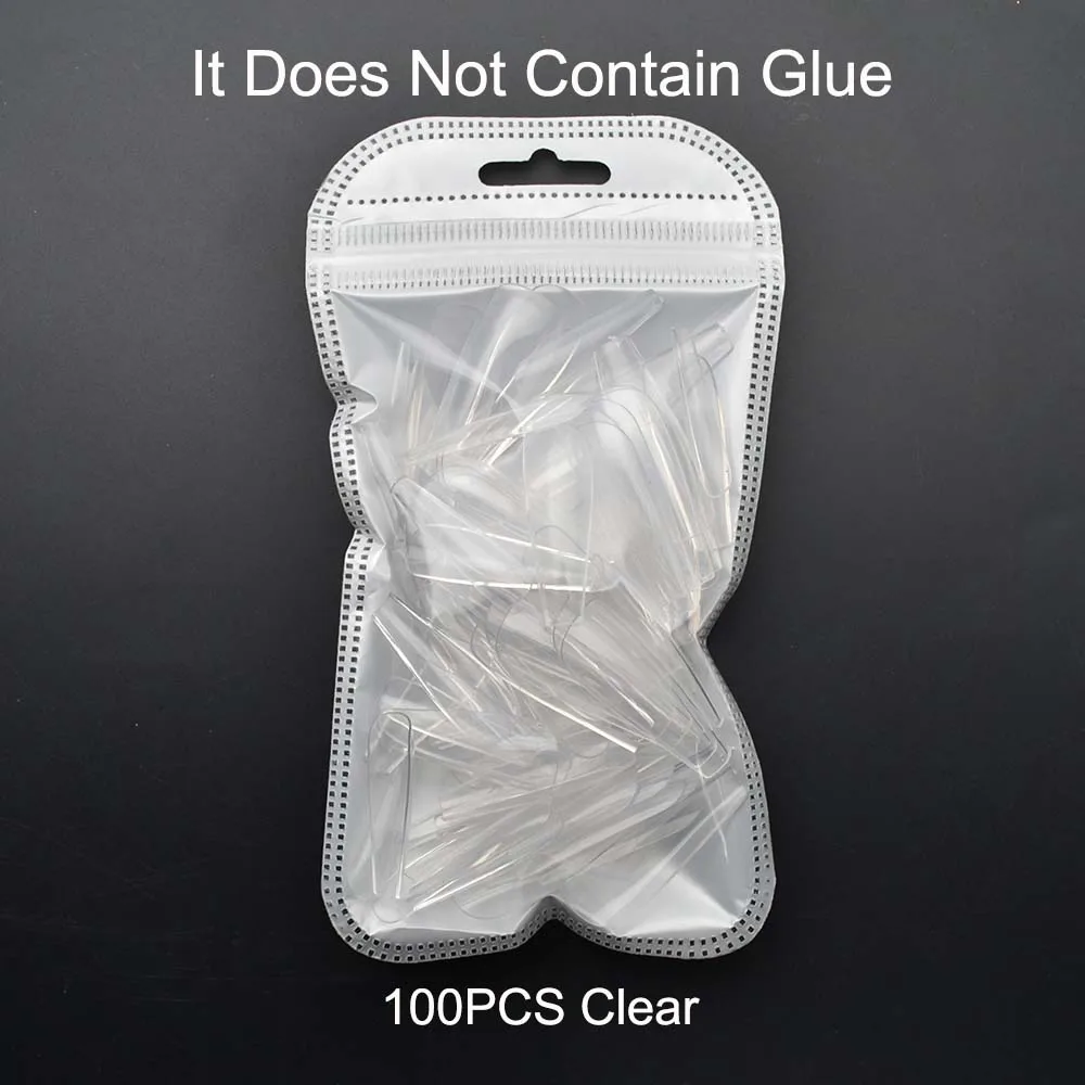 100 шт искусственные ногти искусственный длинный балерина чистые натуральные белые накладные